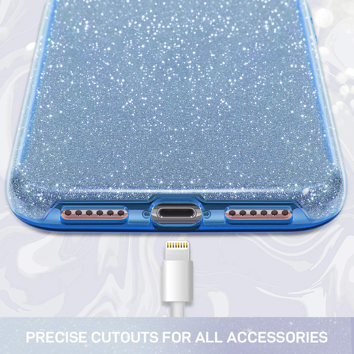 MILPROX Case Compatible for iPhone 11, Bling Sparkly Glitter Luxury Shiny Sparker Shell, Protective 3 Layer Hybrid Anti-Slick Slim Soft Cover for iPhone 11 6.1 inch (2019)-Blue