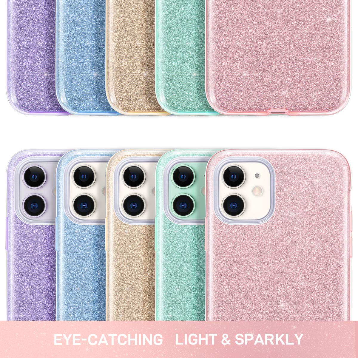 MILPROX Case Compatible for iPhone 11, Bling Sparkly Glitter Luxury Shiny Sparker Shell, Protective 3 Layer Hybrid Anti-Slick Slim Soft Cover for iPhone 11 6.1 inch (2019)-Blue