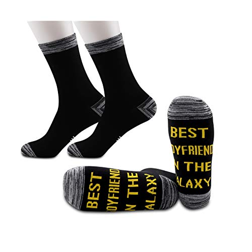 JXGZSO 2 Pairs Boyfriend Gift Best Boyfriend Socks Funny Boyfriend Christmas Gift Best Boyfriend In The Galaxy Socks (Best Boyfriend In The Galaxy)