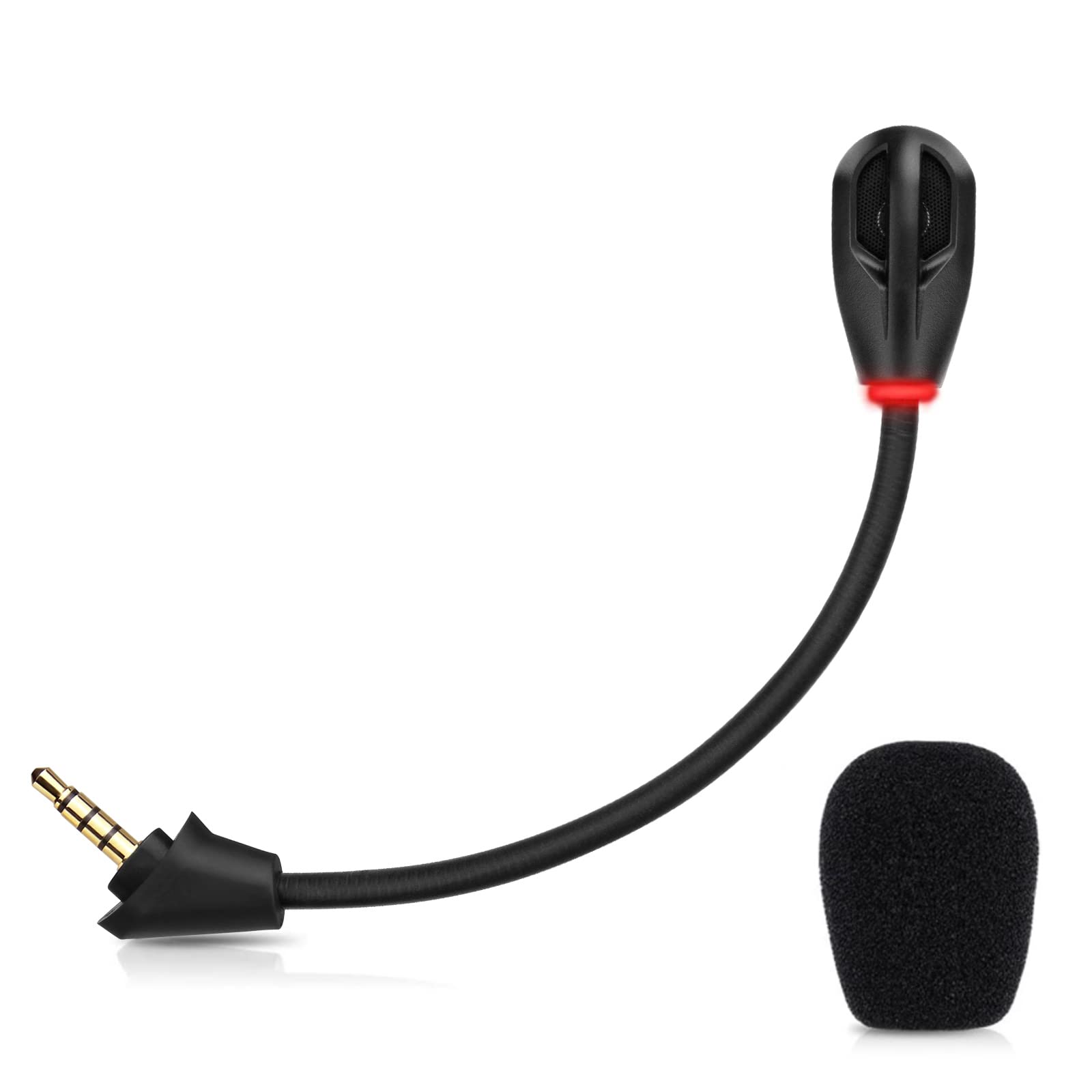 Mic Replacement for HyperX Cloud Alpha Wireless Gaming Headset, 3.5mm Detachable Noise Cancelling Microphone with LED Mute Indicator for PC, Xbox One, PS4, PS5 Black