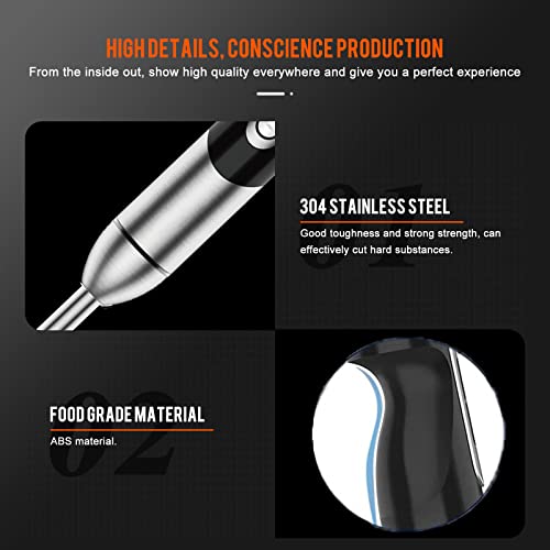 Stainless Steel Titanium Reinforced 3-in-1 Immersion Hand Blender, Powerful with 80% Sharper Blades, 12-Speed Corded Blender, Including Whisk and Milk Frother (3-in 1 Black)