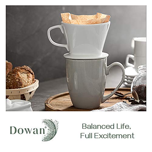 DOWAN Pour Over Coffee Dripper, Non Electric Pour Over Coffee Maker, Porcelain Slow Brewing Accessories for Home, Cafe, Restaurants, Easy Manual Brew Maker, White