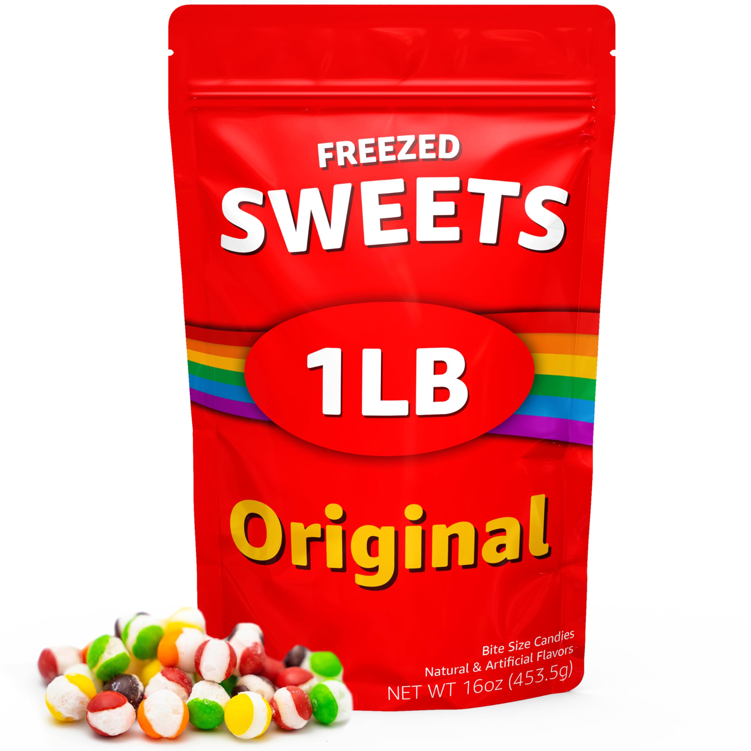Freezed Sweets | Premium 1LB Freeze Dried Skittles | Original Flavor | Bulk Crunchy Freeze-Dried Candy Treat | Resealable Bag | Viral TikTok Sensation | Freshness Guaranteed