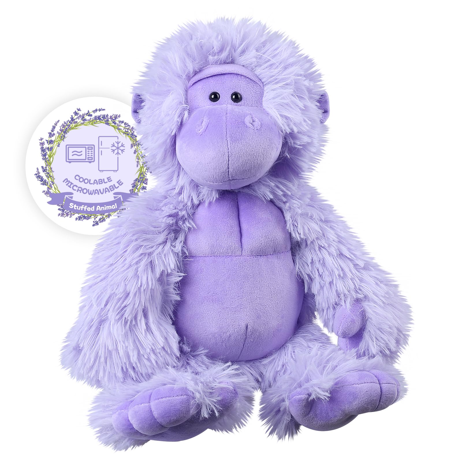 Gorilla Plush Heating Pad Stuffed Animal for Cramps & Stress Relief, Lavender Scent, Adults & Kids, Coolable & Heatable by SuzziPals