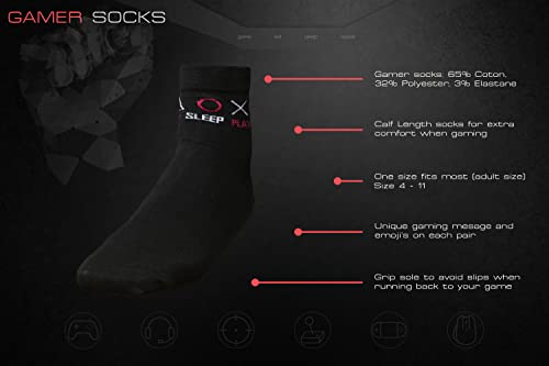 Gamer Socks, Cool Gifts, Fun Socks for Teens, Gaming Presents, Graphic Socks for Teens (Red Respawn)