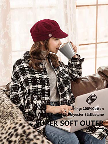 accsa Womens Fashion Newsboy Cap Bakerboy Cabbie Gatsby Pageboy Visor Beret Hat Burgundy