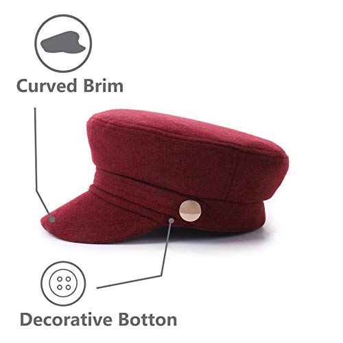 accsa Womens Fashion Newsboy Cap Bakerboy Cabbie Gatsby Pageboy Visor Beret Hat Burgundy