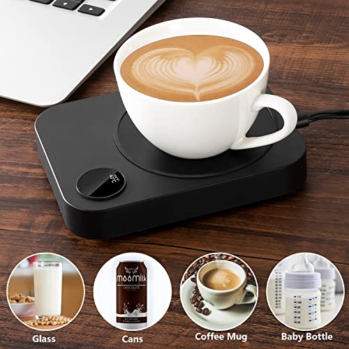 Coffee Mug Warmer, 4 Hours Auto Shut Off Cup Warmer for Office Home Desk Use with, 3 Temperature Settings, Cover Safely Use for Office/Home to Warm Coffee Tea Milk Candle Heating Wax