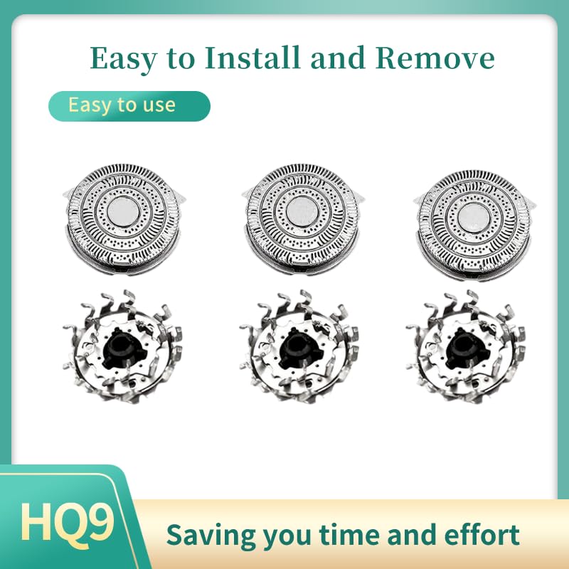 HQ9 Replacement Shaver Head Blades Fit for Norelco HQ9 8240 8250 8260 XL AT 880, Superior Precision Cutters Blades for Norelco,Mens' Electric Shaver Replacement Blade Dry & Wet Dual-use(3 Pcs)