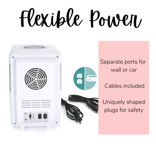 BERLIN GEAR Hot or Cold Mini Fridge for Office β 6 Liter Portable Mini Fridge for Makeup, Skincare, Snacks, & More β Mini Mini Fridge for Bedroom or Vanity with Lighted Glass Surface, White