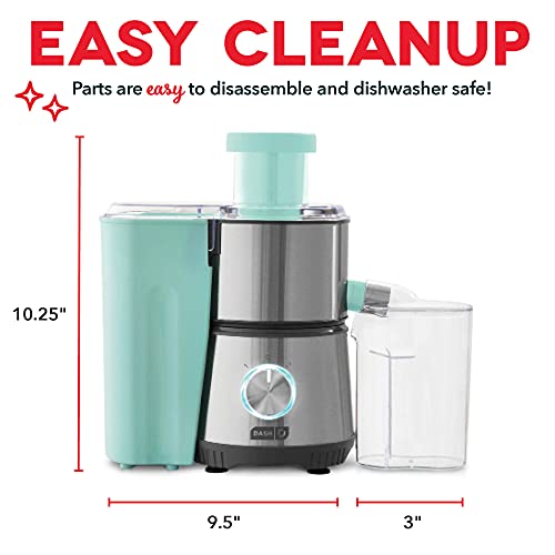 Dash Compact Centrifugal Juicer, Press Juicing Machine, 2-Speed, 2" Wide Feed Chute for Whole Fruit Vegetable, Anti-drip, Stainless Steel Sieve - Aqua