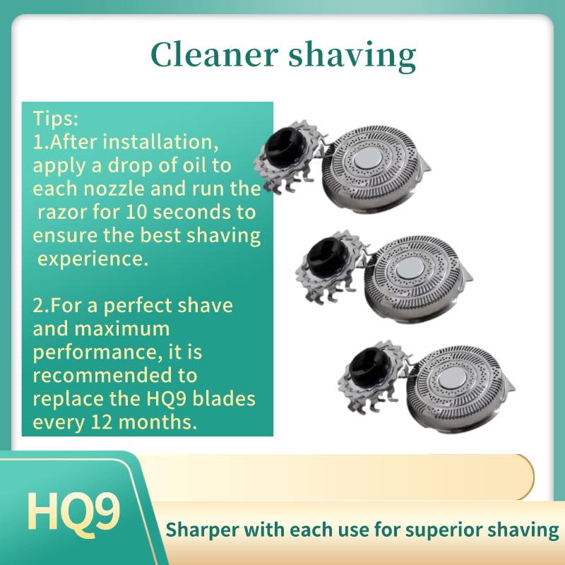 HQ9 Replacement Shaver Head Blades Fit for Norelco HQ9 8240 8250 8260 XL AT 880, Superior Precision Cutters Blades for Norelco,Mens' Electric Shaver Replacement Blade Dry & Wet Dual-use(3 Pcs)