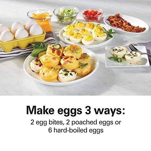 Hamilton Beach Electric Egg Bites Cooker, Hard Boiler & Poacher with Removable Nonstick Tray Makes 2 in Under 10 Minutes, Teal (25511)