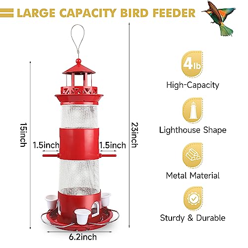 Decflow Bird Feeders for Outdoors Hanging, Wild Bird Feeder for Outside Bird, 4 lbs Large Capacity Durable Metal Bird Seed Feeder for Small Birds