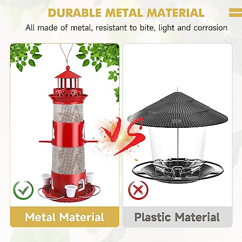 Decflow Bird Feeders for Outdoors Hanging, Wild Bird Feeder for Outside Bird, 4 lbs Large Capacity Durable Metal Bird Seed Feeder for Small Birds