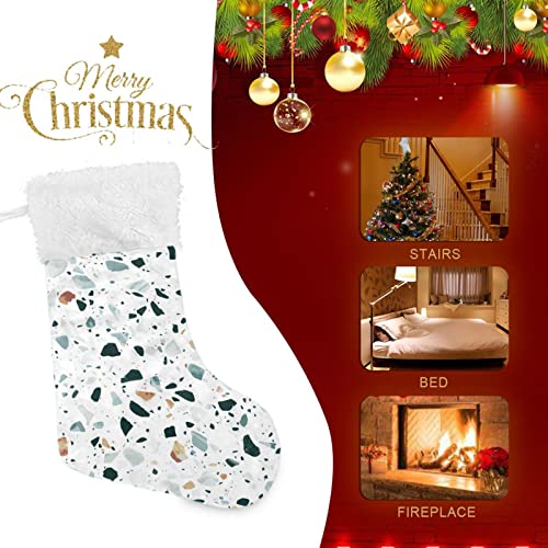 Kigai Christmas Stockings Classic Terrazzo Large Candy Stockings Stuffers Kids Cute Xmas Sock Decorations 1PC for Home Holiday Party 12" x18"