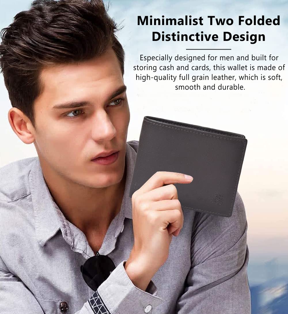 Mens Leather Wallet Rfid Blocking Slim Bifold Front Pocket Flip ID Window With 12 Slots | Real Chrome Free Leather | Multiple Card Holder | Compact Premium Best Handmade Gift (Chocolate Brown)