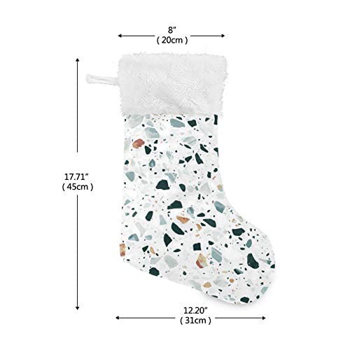 Kigai Christmas Stockings Classic Terrazzo Large Candy Stockings Stuffers Kids Cute Xmas Sock Decorations 1PC for Home Holiday Party 12" x18"