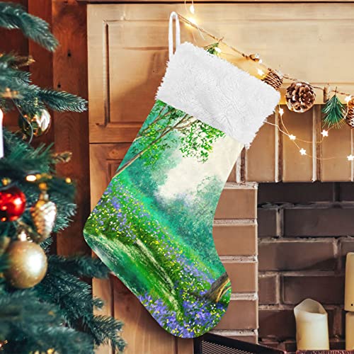 Kigai Christmas Stockings Silent Forest Large Candy Stockings Stuffers Kids Cute Xmas Sock Decorations 1PC for Home Holiday Party 12" x18"