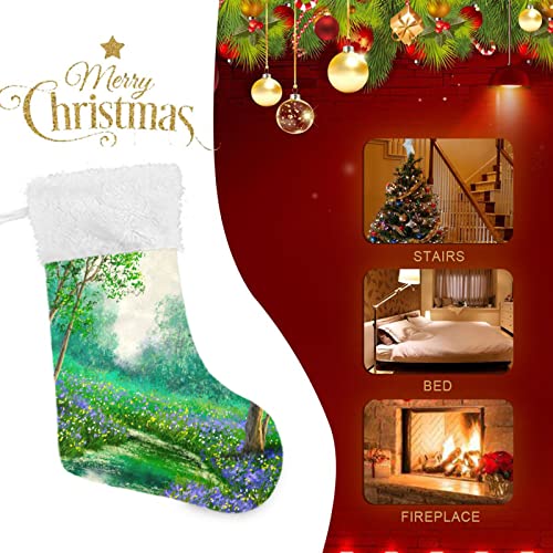 Kigai Christmas Stockings Silent Forest Large Candy Stockings Stuffers Kids Cute Xmas Sock Decorations 1PC for Home Holiday Party 12" x18"