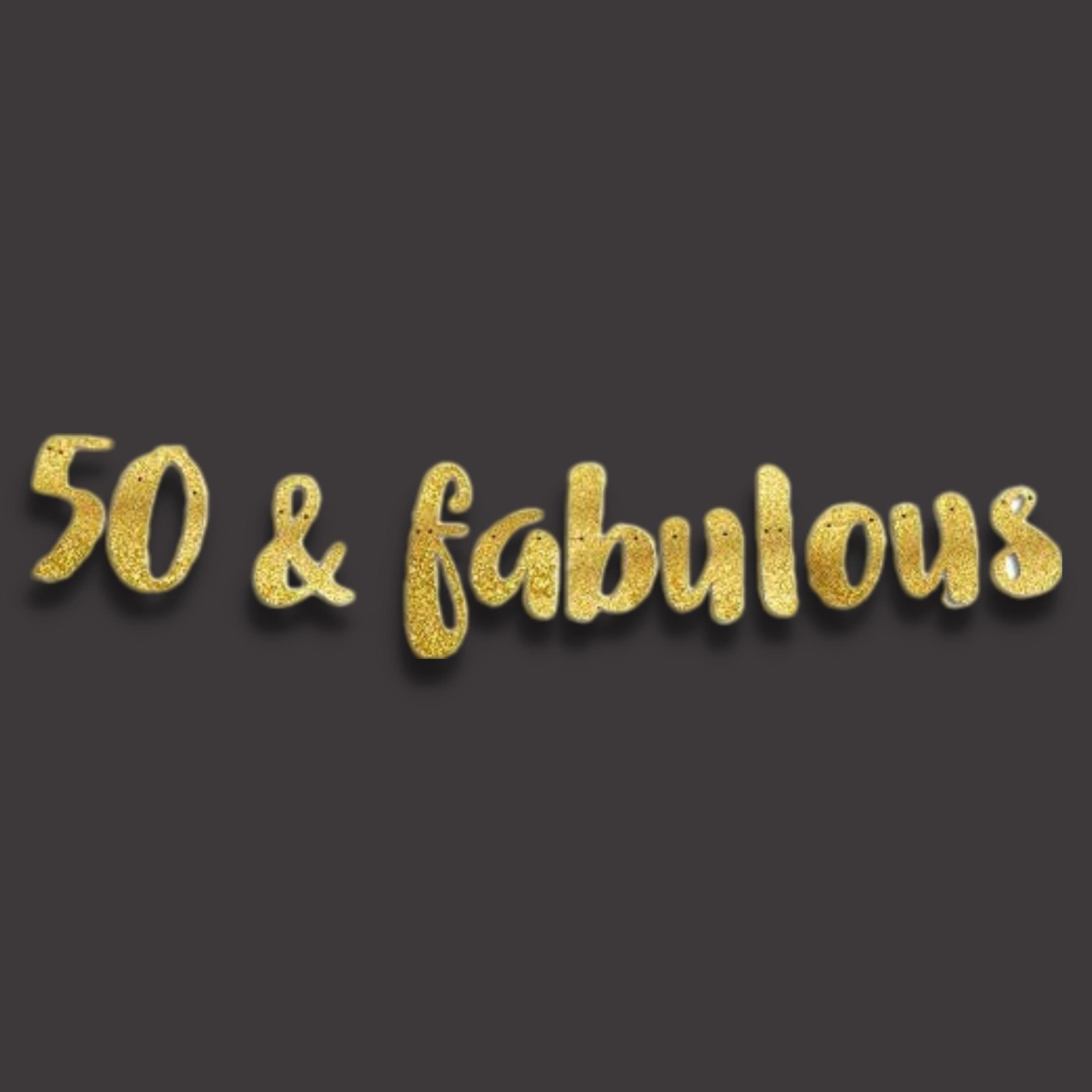 Tiny Miracles 50 & Fabulous Gold Glitter Banner - Happy 50th Birthday Party Banner - 50th Wedding Anniversary Decorations - Milestone Birthday Party Decorations
