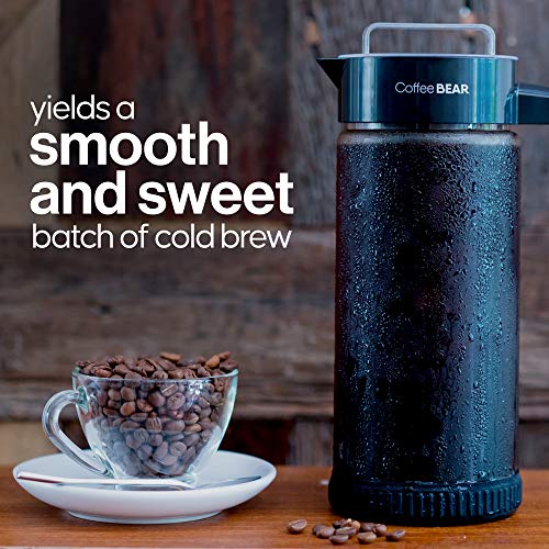 COFFEE BEAR – Cold Brew Coffee Maker and Ice Tea Brewer, Borosilicate Glass Pitcher with Mesh Filter, 1.3L (44oz)