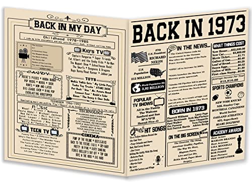 OJsensai Happy 51st Birthday Card for Men Women, Simple 51 Year Old Gift for Son Daughter, Big 1973 Bday Card for Husband Wife, Best 51 Birthday Gift Ideas for Sister Brother, Back In 1973