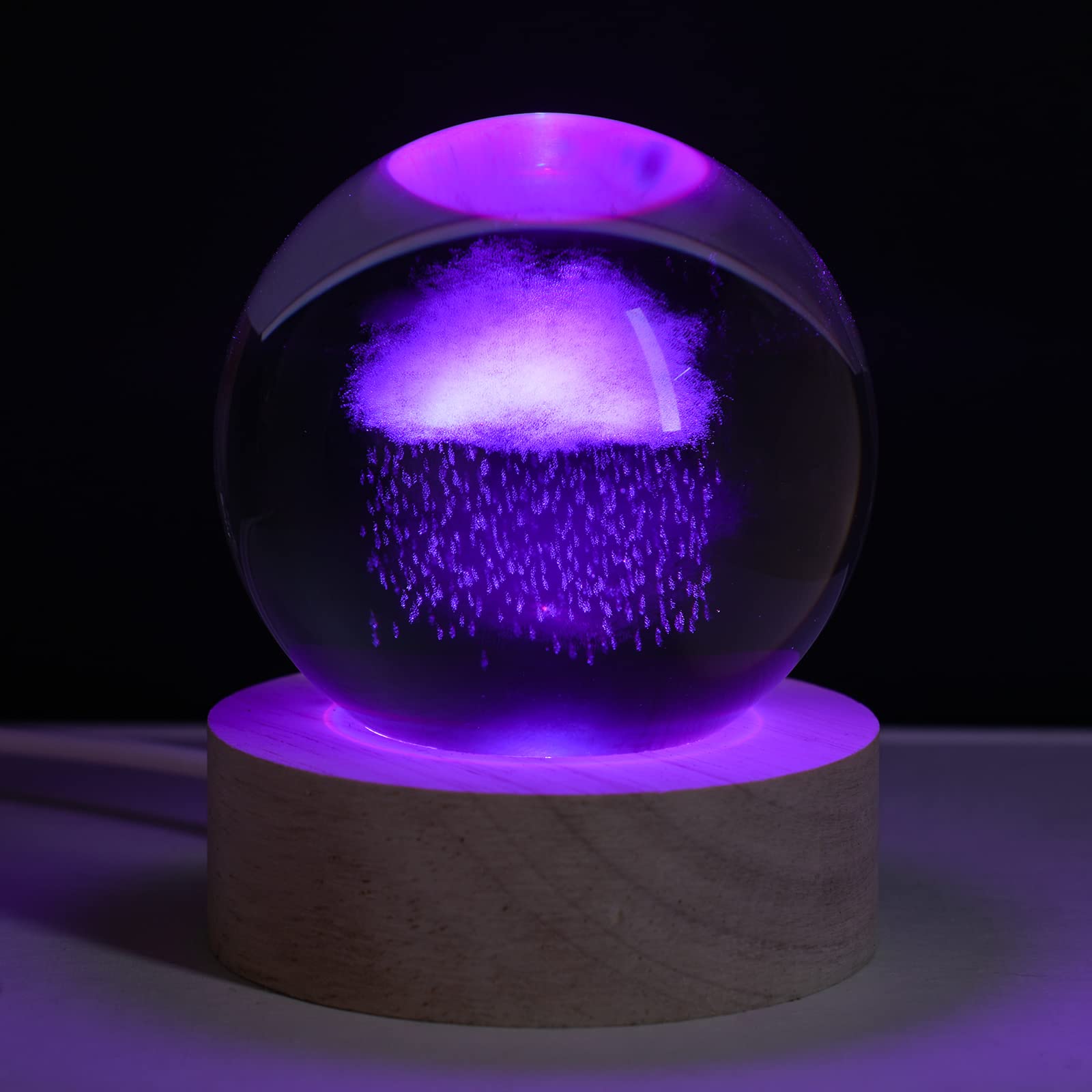 JANARARY 3D Galaxy Crystal Ball Night Light for Kids with Colorful LED Light Base, Color Changing Light with Remote as a Birthday Gift for Teens Boys and Girls, Rainy Cloud Model