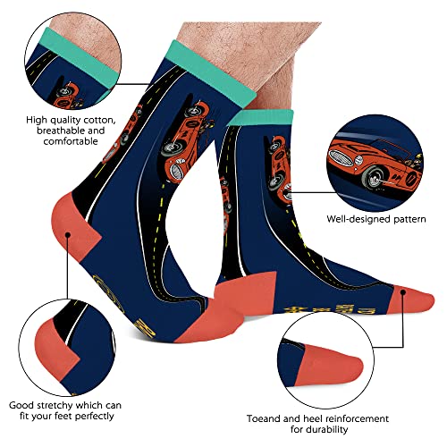 Funny Racing Socks for Men Teen Boys - I’d Rather Be Racing Socks Fun Novelty Cool Crazy Funky Crew Race Socks - Valentines Day Racing Gifts for Speed Racer Lovers Christmas Stocking Stuffers