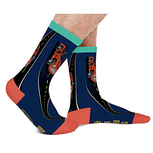 Funny Racing Socks for Men Teen Boys - I’d Rather Be Racing Socks Fun Novelty Cool Crazy Funky Crew Race Socks - Valentines Day Racing Gifts for Speed Racer Lovers Christmas Stocking Stuffers