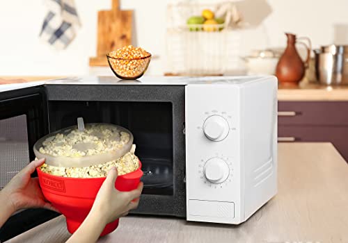 The Original Korcci Microwaveable Silicone Popcorn Popper, BPA Free Microwave Popcorn Popper, Collapsible Microwave Popcorn Maker Bowl, Dishwasher Safe - Red
