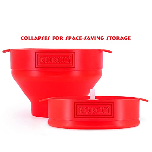 The Original Korcci Microwaveable Silicone Popcorn Popper, BPA Free Microwave Popcorn Popper, Collapsible Microwave Popcorn Maker Bowl, Dishwasher Safe - Red