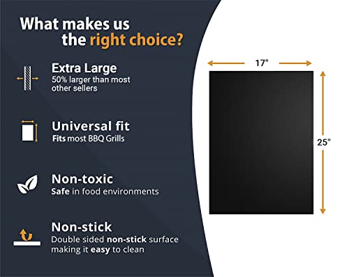 Oven Liners for Bottom of Oven - 2 Pack Large Heavy Duty Mats, 17βx25β Non-Stick Reusable Liner for Electric, Gas, Toaster Ovens, Grills - BPA & PFOA Free Kitchen Accessory to Keep Your Oven Clean