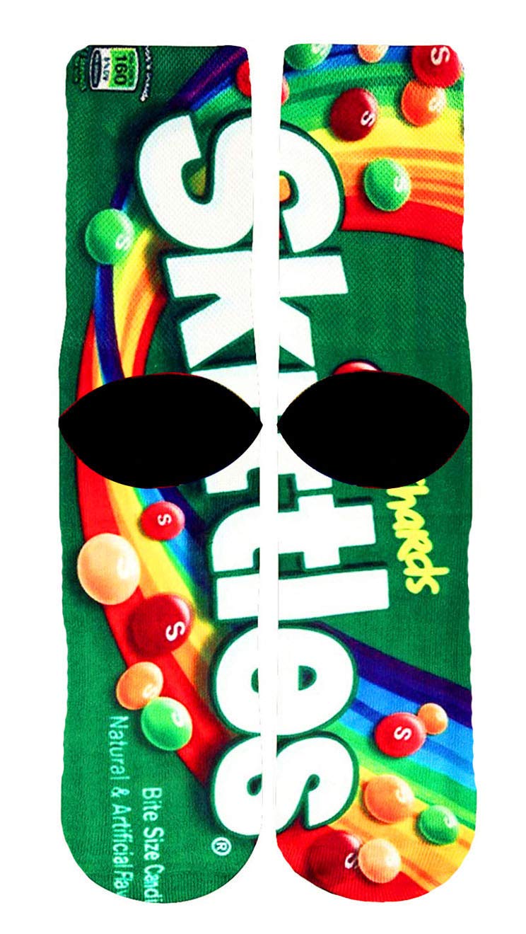 Crazy Socks for Boys 3d Print Food Crew Cool Sport Tube Men Socks,Green Skittles