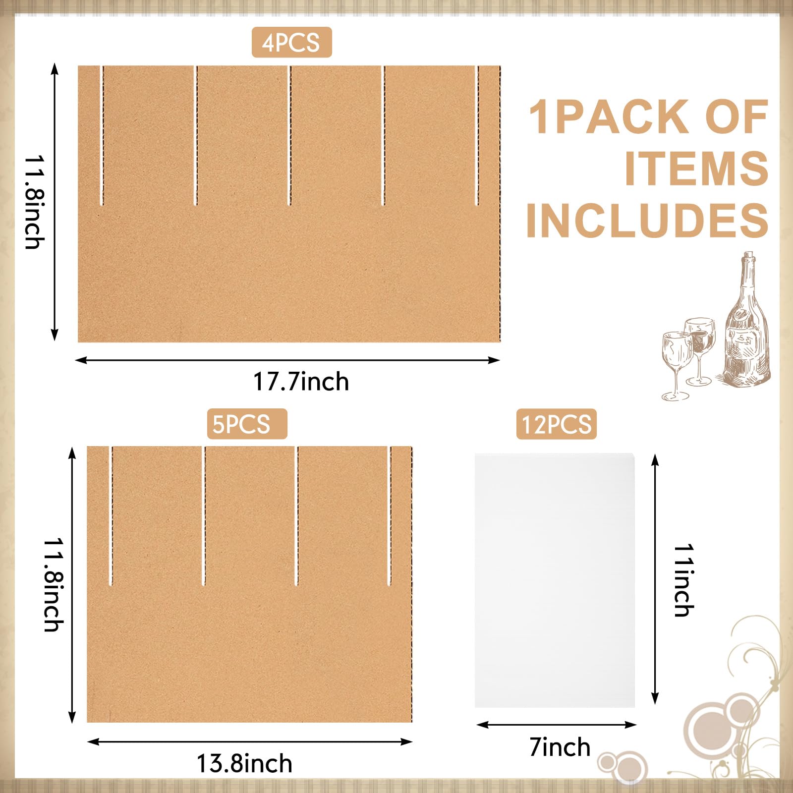 2 Sets Moving Box Glasses Divider Kits for Kitchen Dish Glassware Packing Shipping Storage Include 18 Pcs Corrugate Cell Dividers, 24 Pcs Foam Pouches Fits in 18 x 14 x 12 Inch, Box Not Included