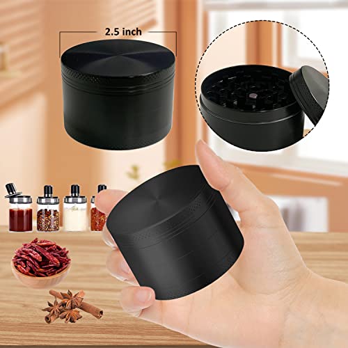 NVHSAL Grinder 2.5 Inch, Aluminum Alloy Grinder Black