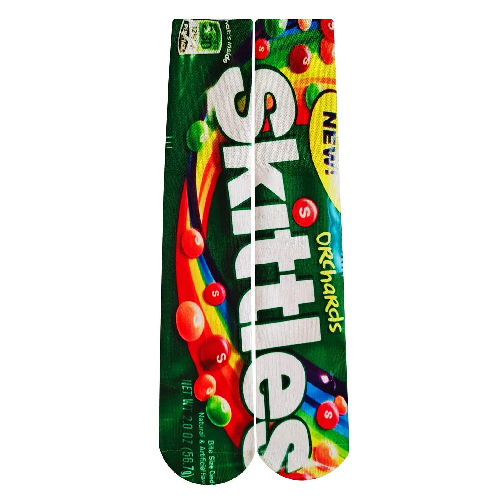 Crazy Socks for Boys 3d Print Food Crew Cool Sport Tube Men Socks,Green Skittles