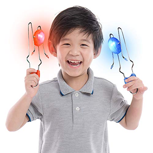 ArtCreativity Retro Light Up Gyro Wheels Set for Kids- Includes 2, 8.5 Inch Rail Twisters, Mesmerizing Spinning and Lighting Effects Design- Top Fun Gift for Boys and Girls