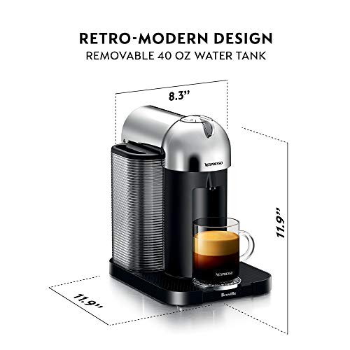 Nespresso Vertuo Coffee and Espresso Machine by Breville, 5 Cups, Chrome