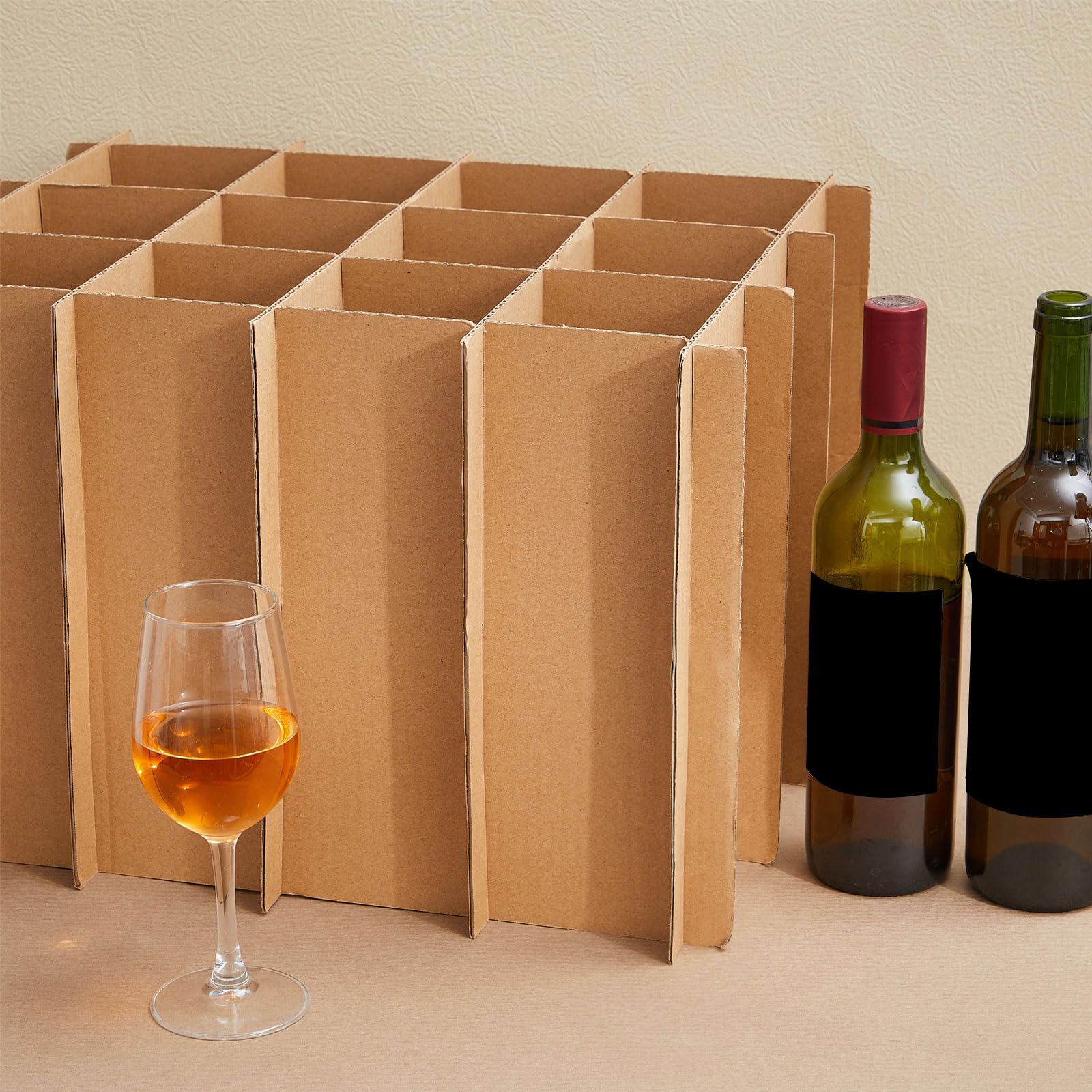 2 Sets Moving Box Glasses Divider Kits for Kitchen Dish Glassware Packing Shipping Storage Include 18 Pcs Corrugate Cell Dividers, 24 Pcs Foam Pouches Fits in 18 x 14 x 12 Inch, Box Not Included