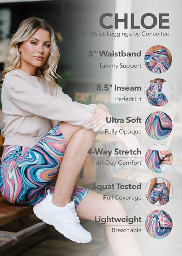 Conceited Biker Shorts Women - Soft - High Waist Tummy Control - Essential - Regular and Plus Size - Fusion - Large - X-Large