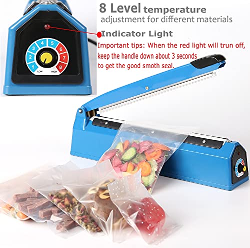 Yeler 8 Inch Impulse Heat Sealer Impulse Bag Sealer,Manual Poly Bag Heat Sealer Machine for Plastic Bags PE PP Bags with Extra Replace Element Grip