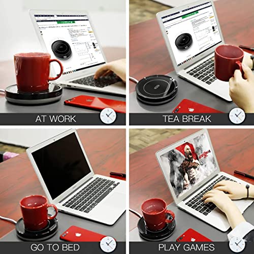 Smart Coffee Warmer, BESTINNKITS Auto On/Off Gravity-induction Mug Warmer for Office Desk Use, Candle Wax Cup Warmer Heating Plate (Up To 131F/55C) (Black)