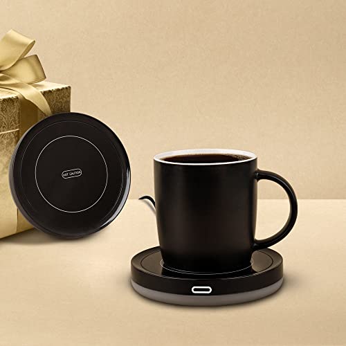 Smart Coffee Warmer, BESTINNKITS Auto On/Off Gravity-induction Mug Warmer for Office Desk Use, Candle Wax Cup Warmer Heating Plate (Up To 131F/55C) (Black)