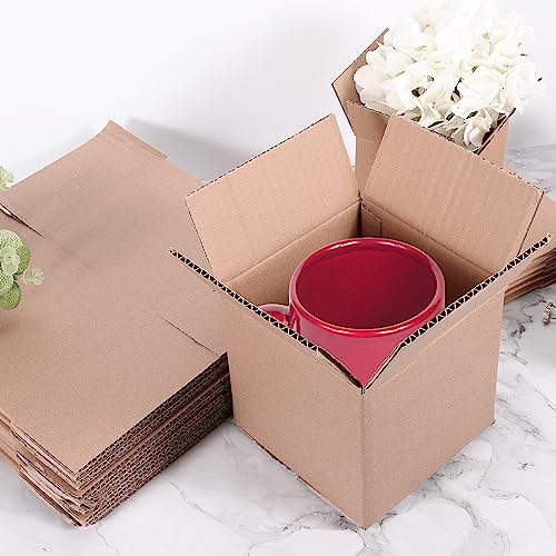 COSBAY 25 Pack Shipping Boxes 4x4x4 Inches,Small Shipping Boxes,Small Corrugated Cardboard Boxes,Cube Kraft Mailing Box,Kraft Corrugated Small Cardboard Boxes for Mailing Packing Small Business,Brown