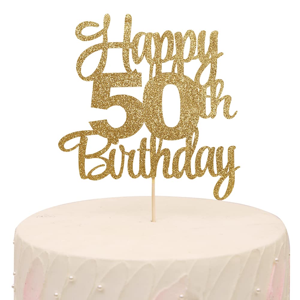 Happy 50th Birthday Cake Topper - 50th Anniversary Cake Topper,happy 50th Birthday Cake Topper,50 Cake Topper Gold,50th Birthday Cake Topper,50th Anniversary Cake Topper Gold Party Decorations