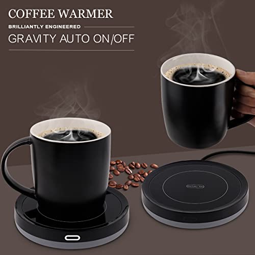 Smart Coffee Warmer, BESTINNKITS Auto On/Off Gravity-induction Mug Warmer for Office Desk Use, Candle Wax Cup Warmer Heating Plate (Up To 131F/55C) (Black)