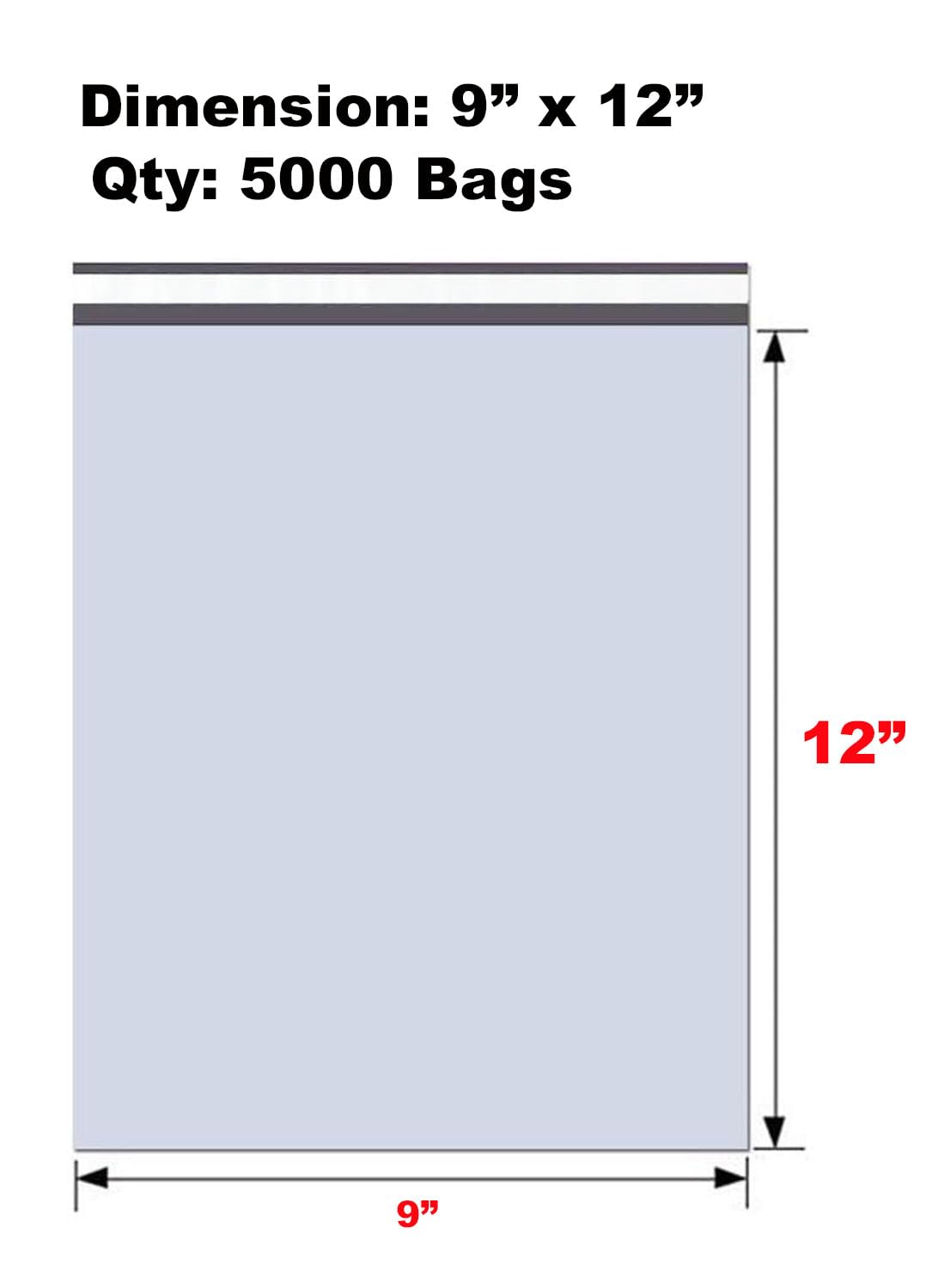 iMBAPrice 5000-Pack Poly Mailers 9x12 Inch Mid Size #3 White Color Poly Mailing Envelopes Bags, Self Seal Adhesive Waterproof and Tear Proof (Total 5000 Bags) in Bulk