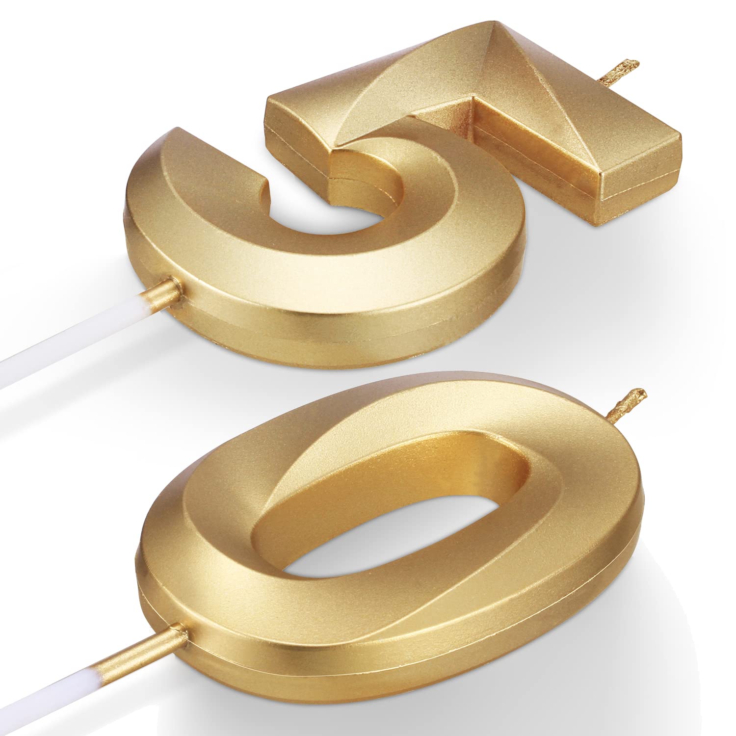 50th Birthday Candles for Cakes Numbers Candle Happy 50 Birthday 3D Designed Wedding Anniversary Party Cake Topper Decorations (50, Gold)