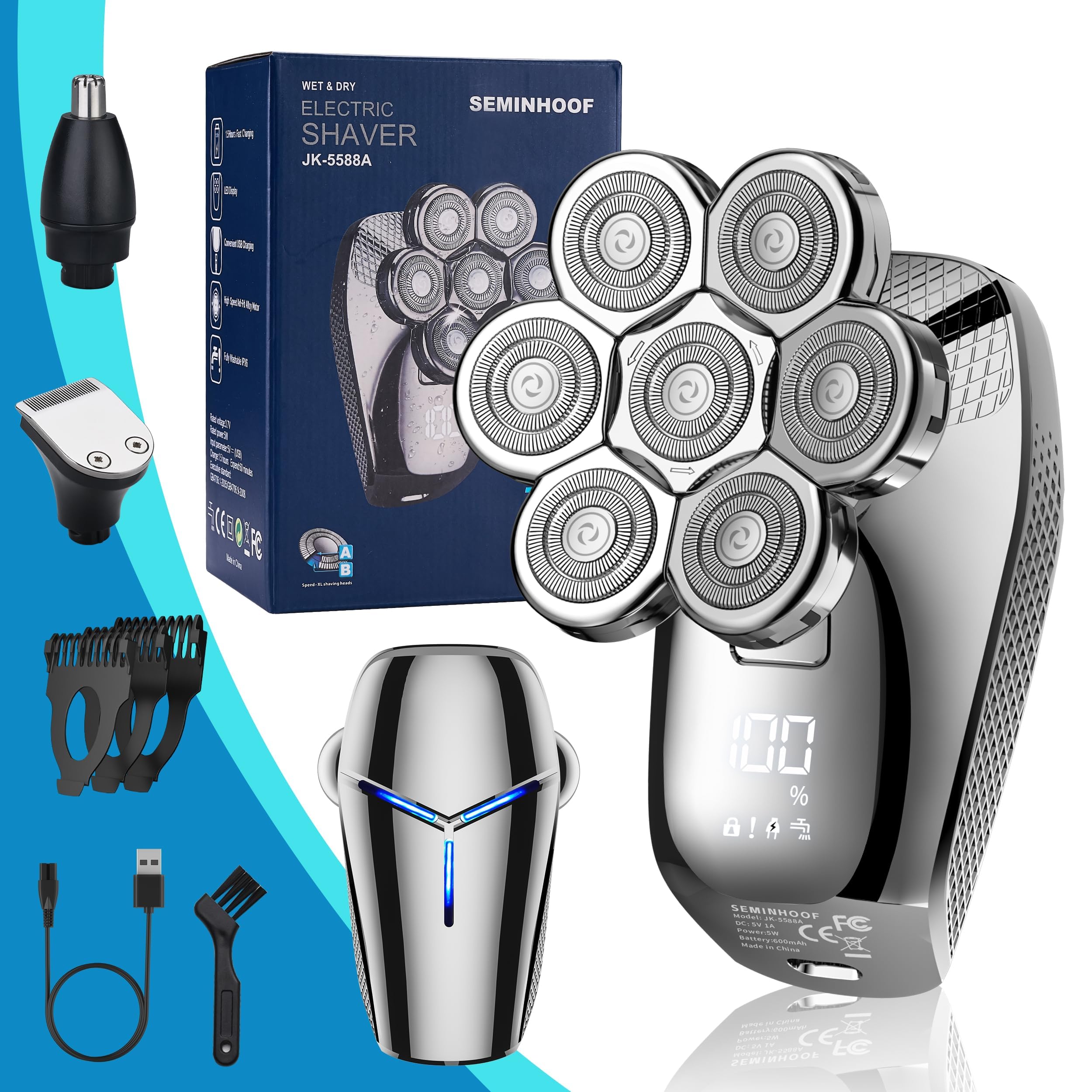 Silver Electric Head Razor for Bald Men - Bald Head Shavers